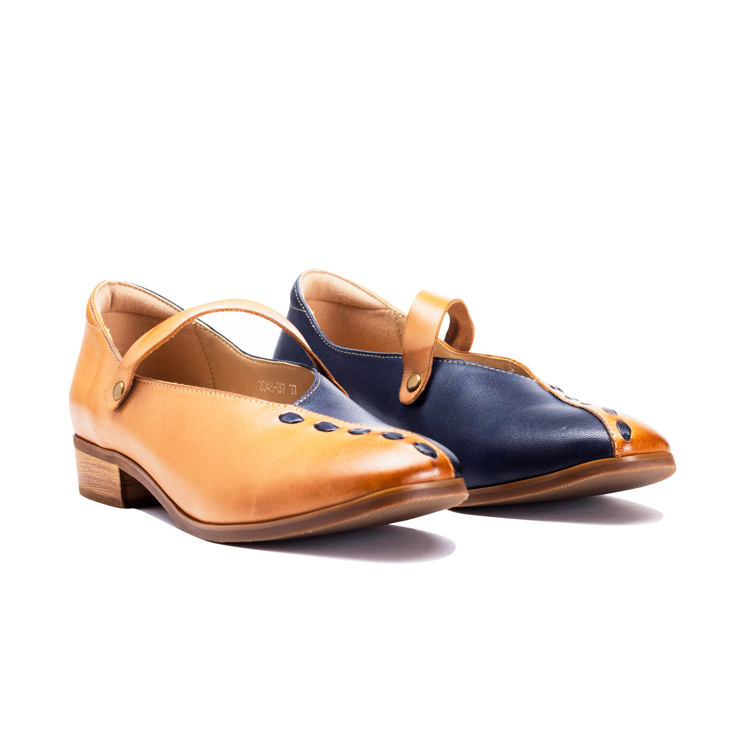 Bulbul – Premium Leather – Ha004 – Tan / Navy – Perocili Shoes